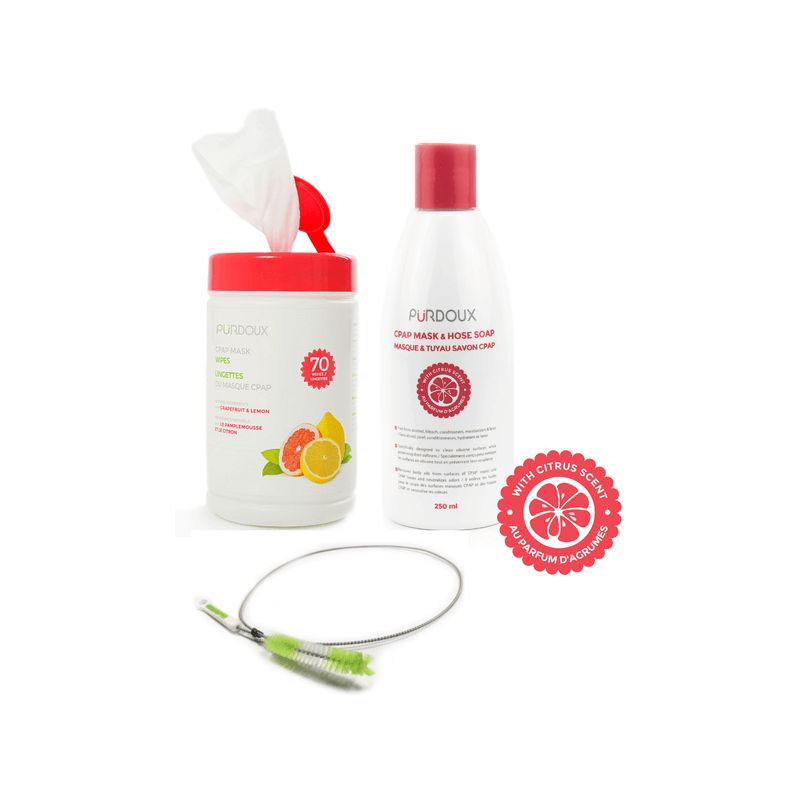 Pack Entretien de votre équipement PPC - Agrumes - Hygiène Apnée du Sommeil